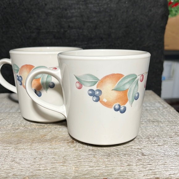 Corningware | Dining | Corelle Abundance Flat Cups Mugs Fruit Pattern ...